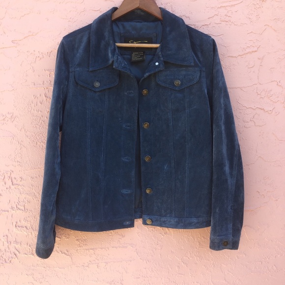 Fabio | Jackets & Coats | Fabio Blue Suede Leather Jacket Washable Size ...